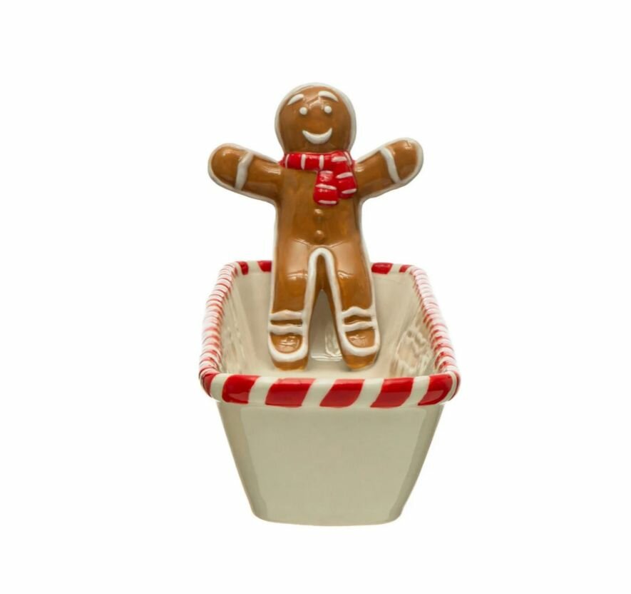 Сервировочное блюдо Creative Co-Op Gingerbread Man, керамическое, 35 см, новогоднее
