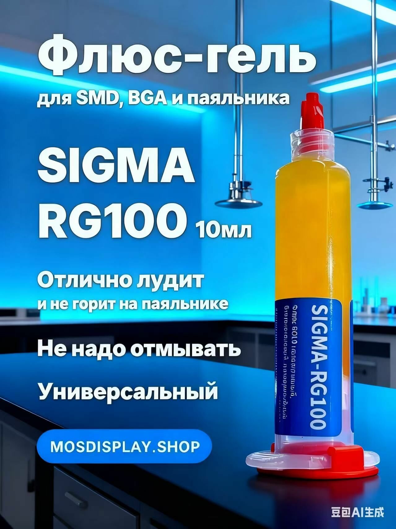 Флюс гель для пайки SMD и BGA безотмывочный SIGMA RG100-NC 10мл NC-559-ASM