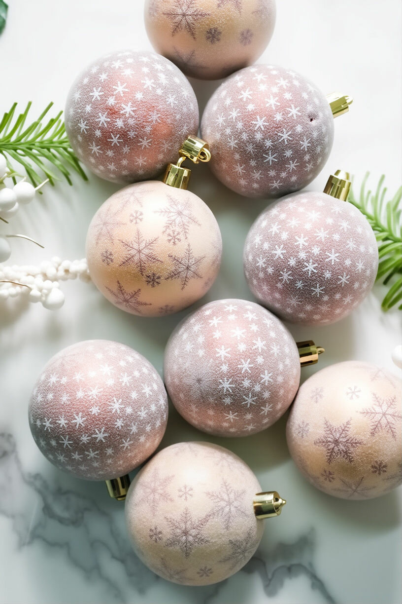 Набор ёлочных шаров зимний капучино, пластик, 6 см, 9 шт, Winter Deco 2000003