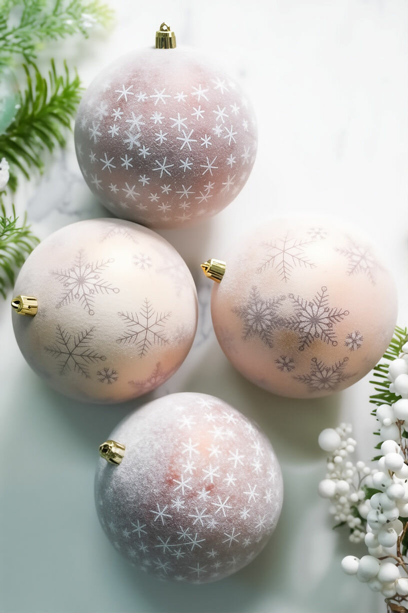 Набор ёлочных шаров зимний капучино, пластик, 10 см, 4 шт, Winter Deco 2000005