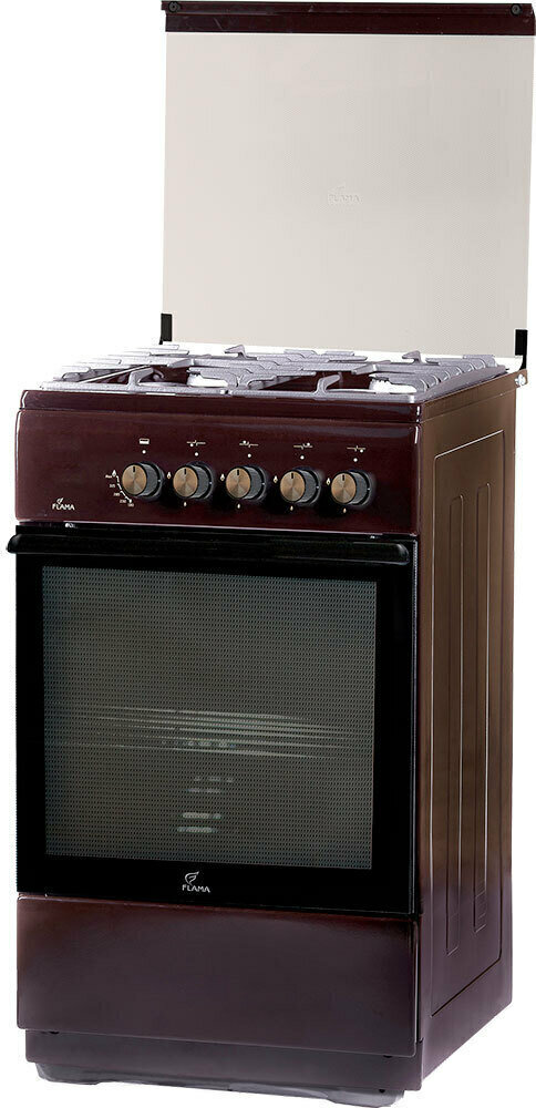 Плита газовая FLAMA N FG 24239 B коричневый (чугун, стекл. кр)