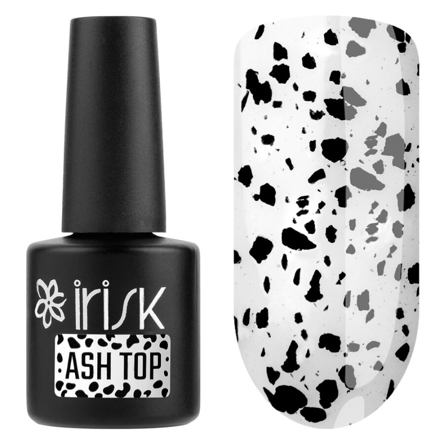 IRISK, Декоративный топ для гель-лака Ash Black №1, 10 мл
