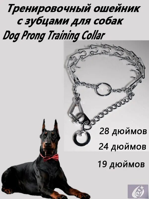 Ошейник строгий, острые шипы, для средних пород собак
