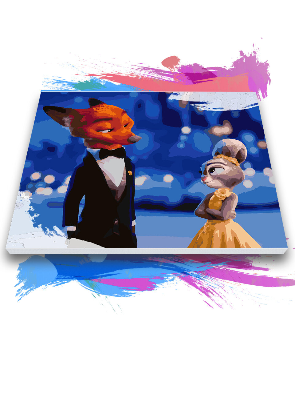 Картина по номерам на холсте Зверополис 2 - Ник и Джуди на балу, 30 х 40 см