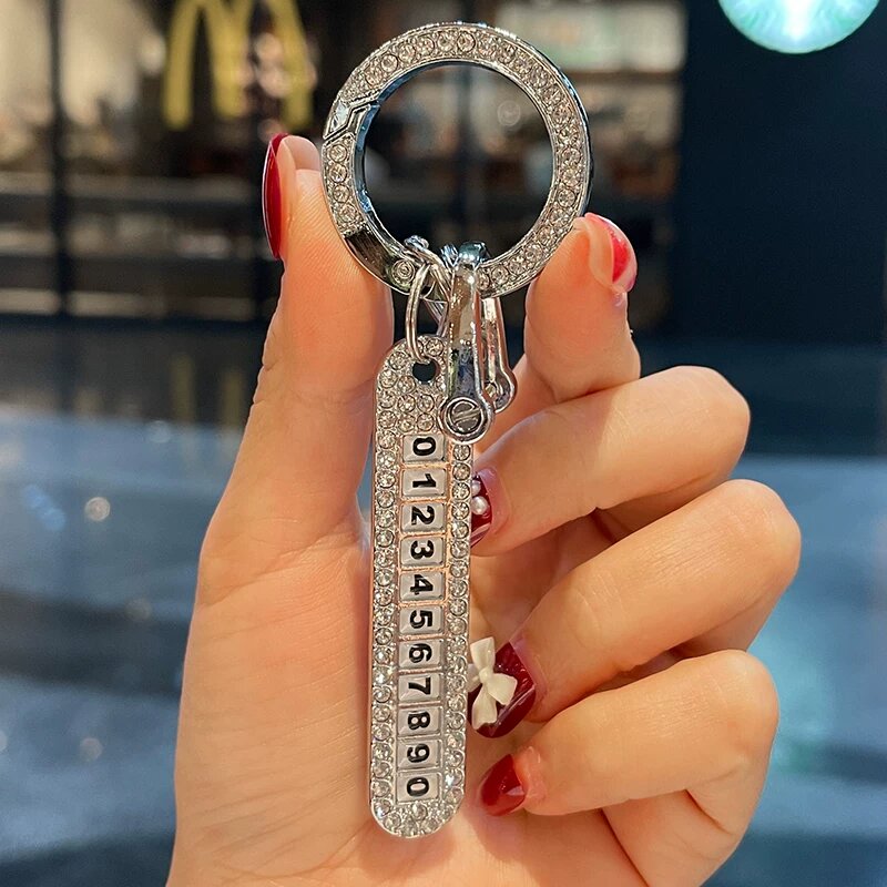 Брелок для ключей от машины, изысканный женский брелок, с бантом, брелок с номером для защиты от потери,