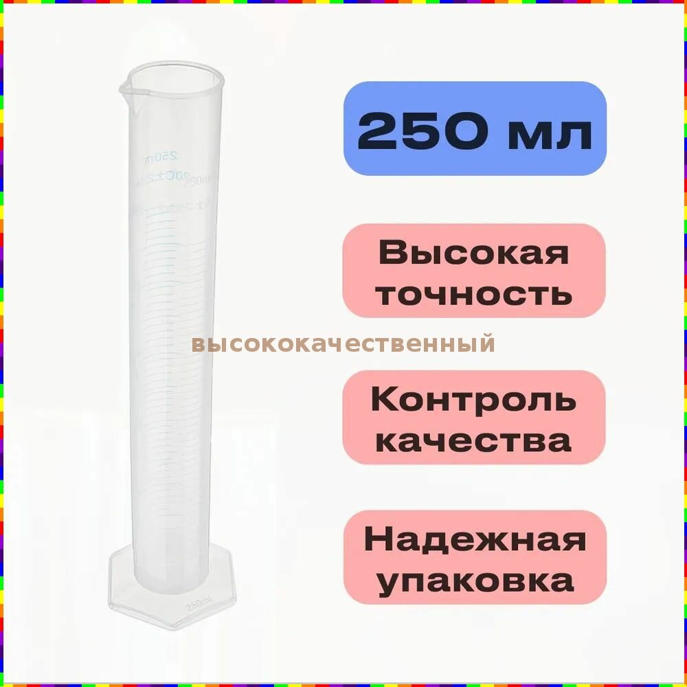 Пластиковая мерная емкость (цилиндр, колба, мензурка) объемом 250 мл