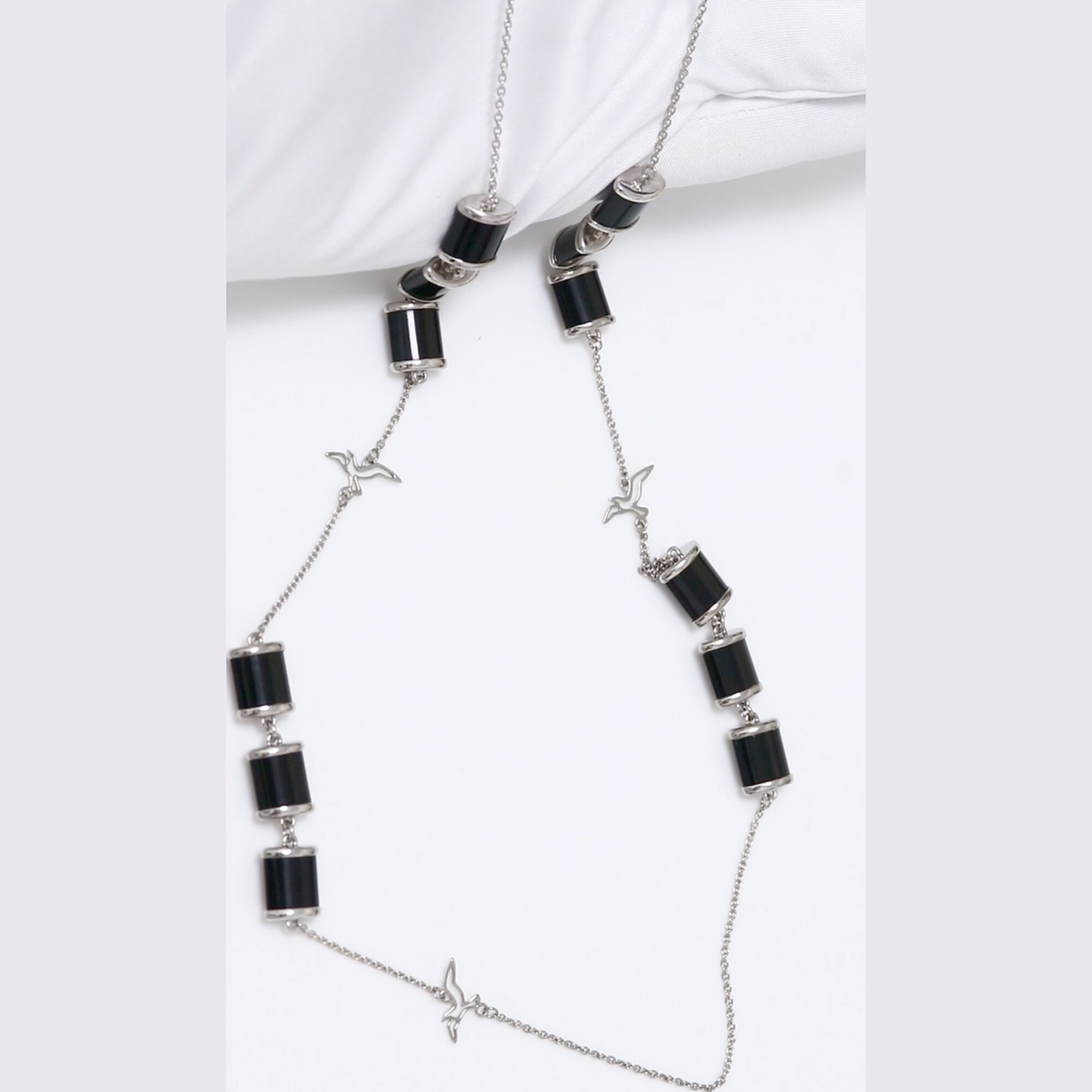 Колье, серебро, 925 проба, родирование, оникс