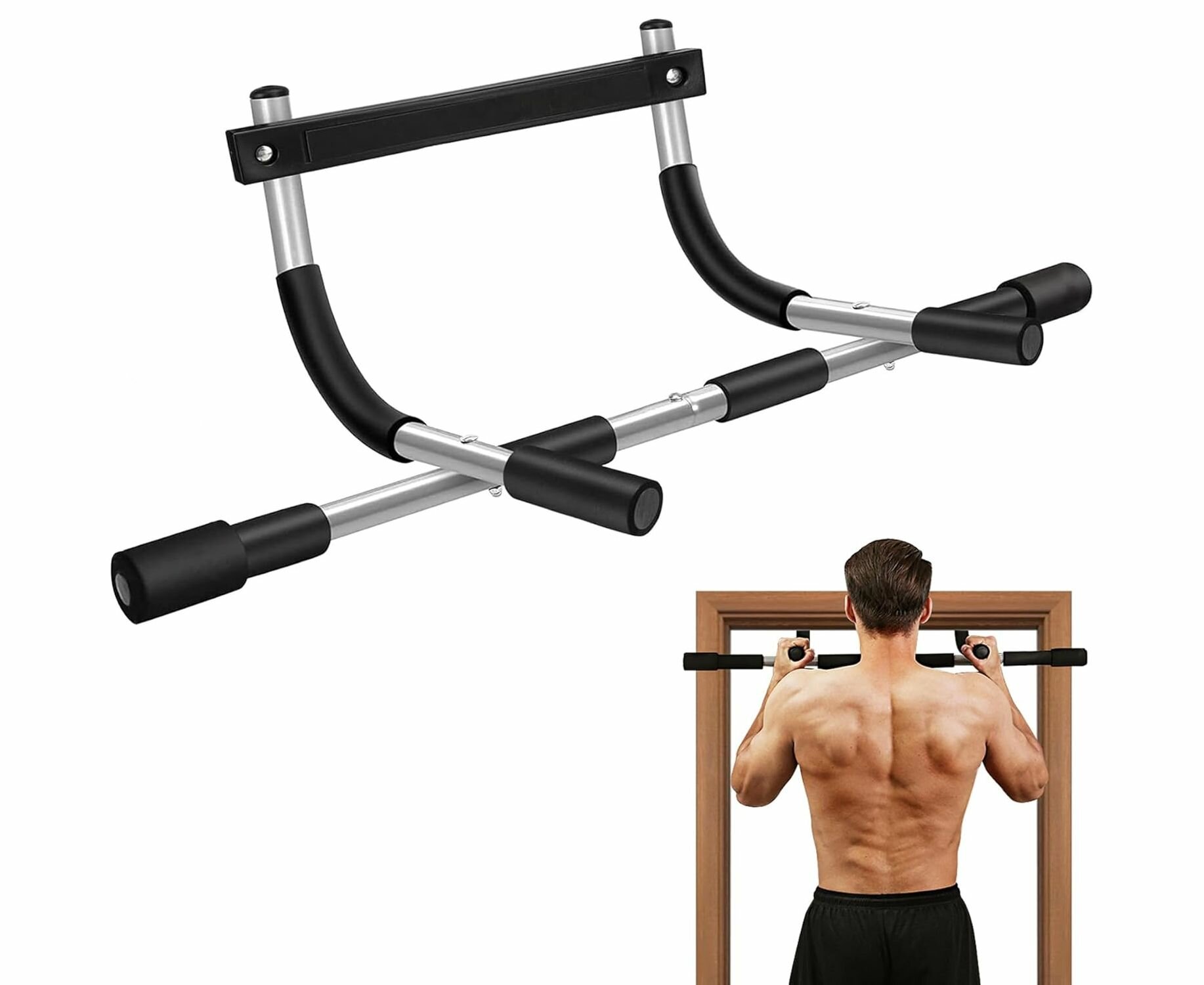 Турник DFC DG8121, 3 положения хвата, разный хват, съемный, серебристый, черный