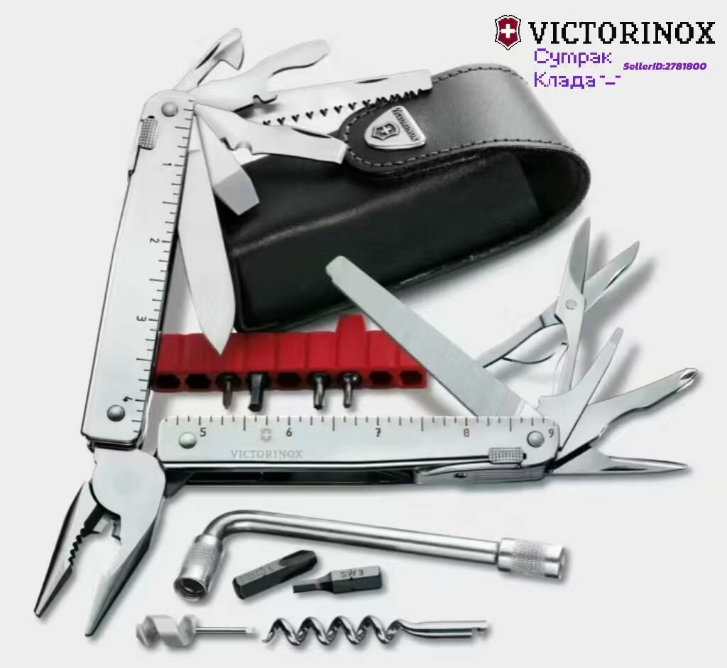VICTORINOX SWISS TOOL X PLUS 3.0338. L Многофункциональный инструмент 37 функций с кожаным чехлом