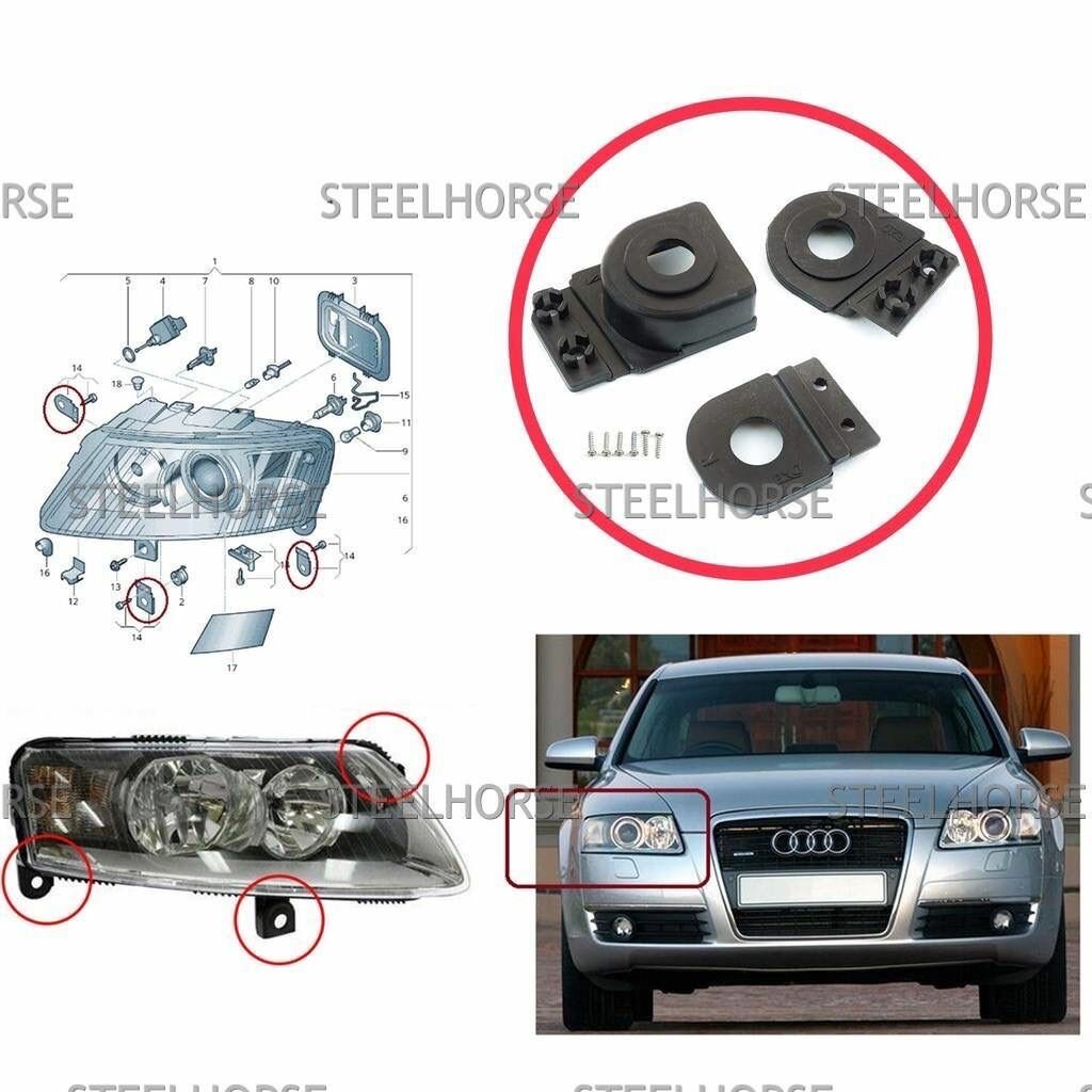 Кронштейн фары правой (к-кт) Audi A6 (C6) 2004-2008