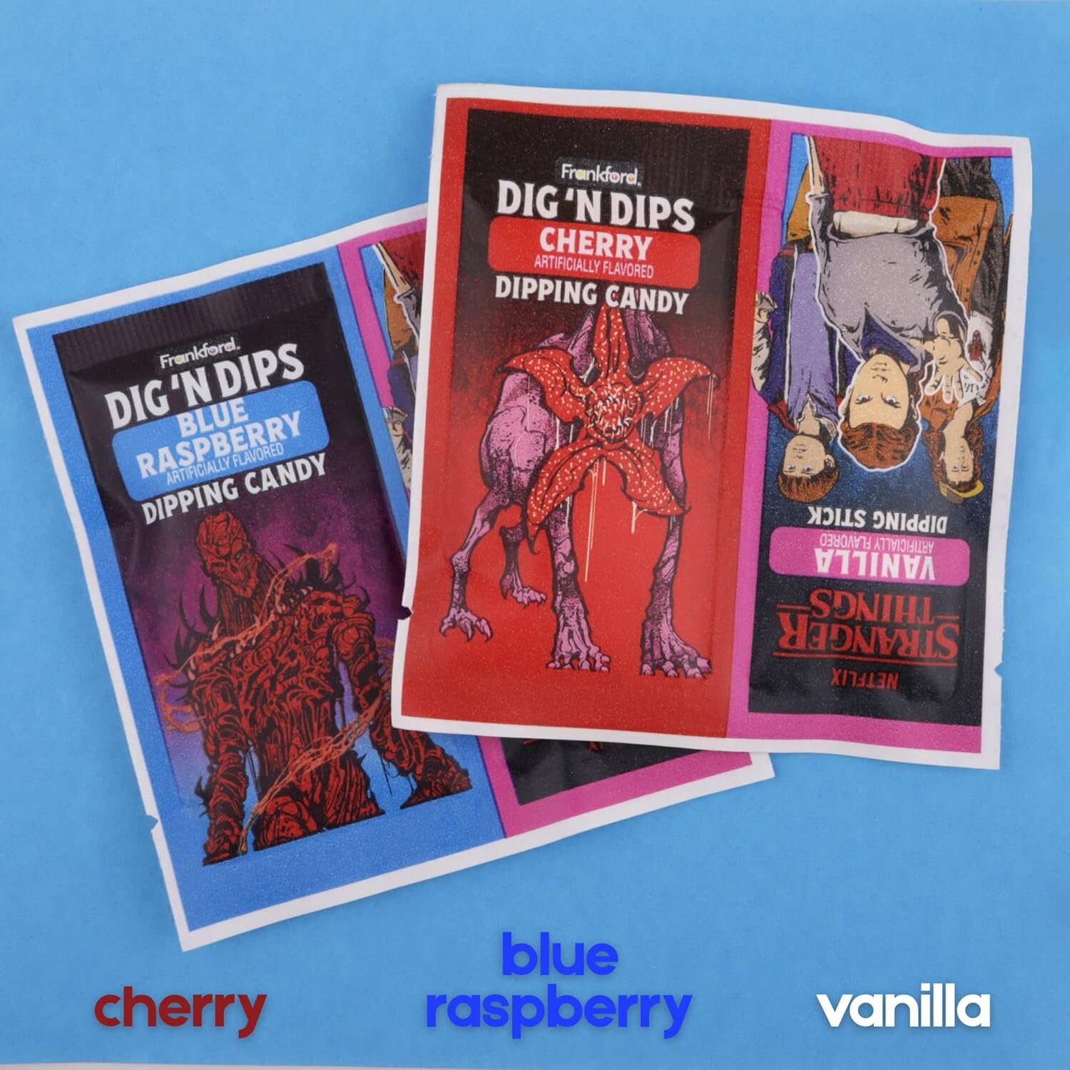 Конфеты Stranger Things Candy, Vanilla Sticks 3 шт (ваниль, вишня, голубая малина/vanilla, cherry, blue raspberry) (США)