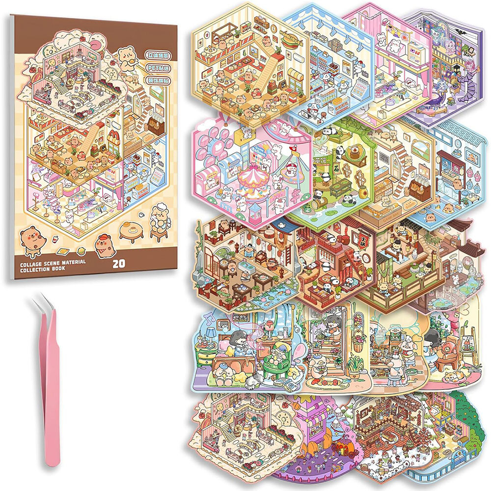 1set DIY 3D Sticker Scene Collection Book для взрослых, Снимающих Стресс, Чтобы Скоротать Время