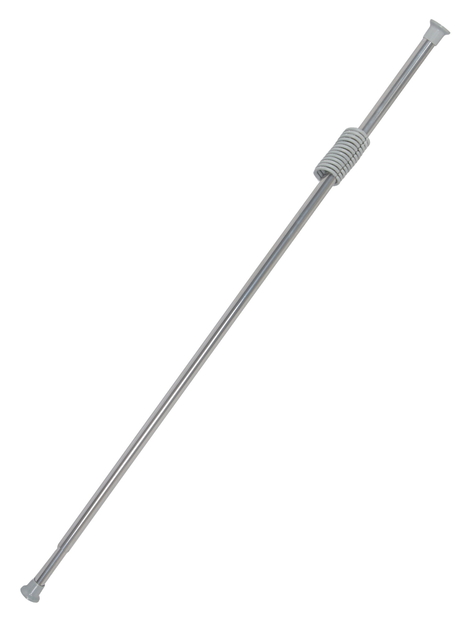 Телескопический карниз для ванной Aqva-Prime 120-210 см, серебристый металлик, прямая штанга с кольцами в комплекте