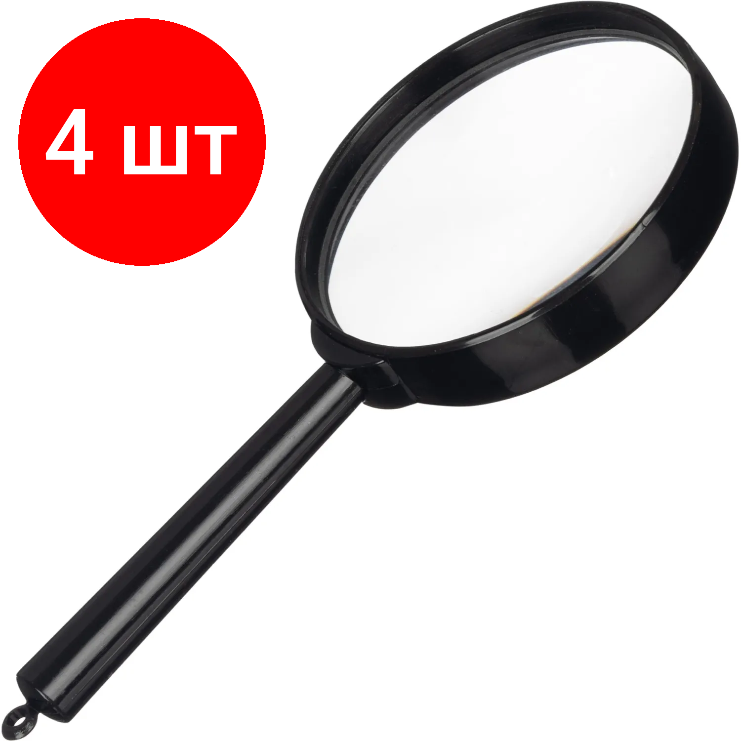 Комплект 4 штук, Лупа Attache, увеличение х6, диаметр 60мм, цв. черный, карт/кор.