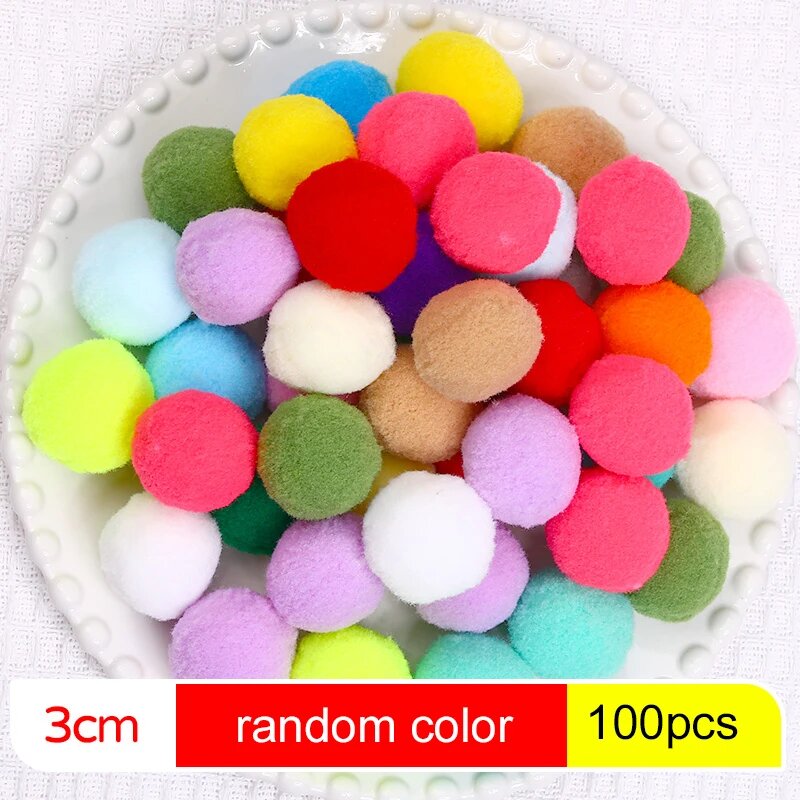 Пушистые помпоны для рукоделия TMZ 100pcs 30mm