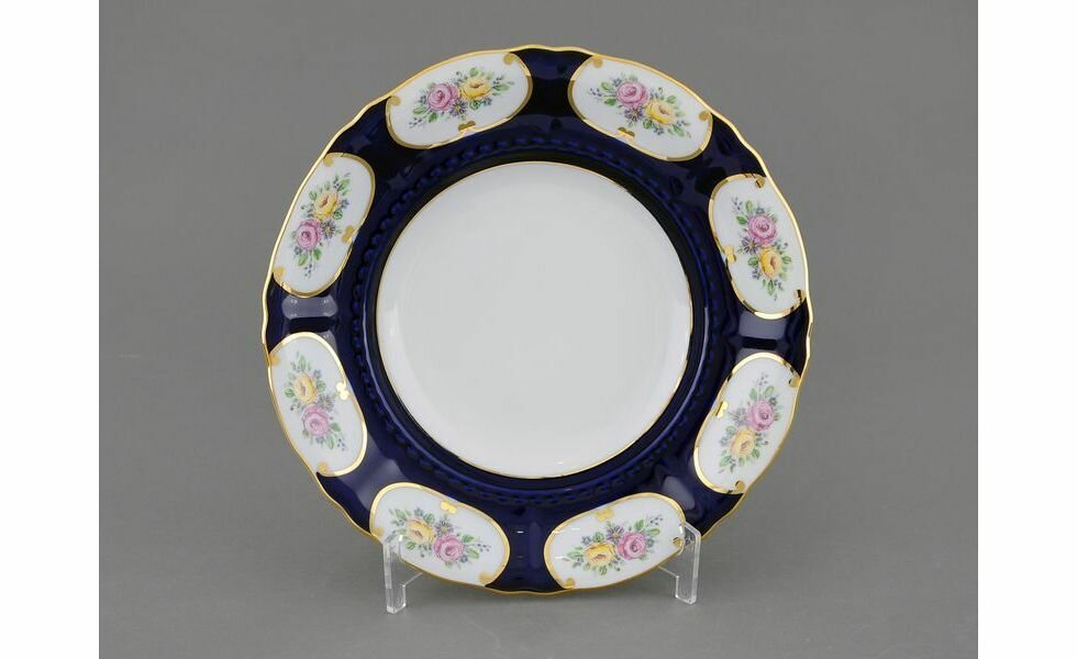 Тарелка глубокая 23 см. Соната "Цветочное настроение, кобальт"