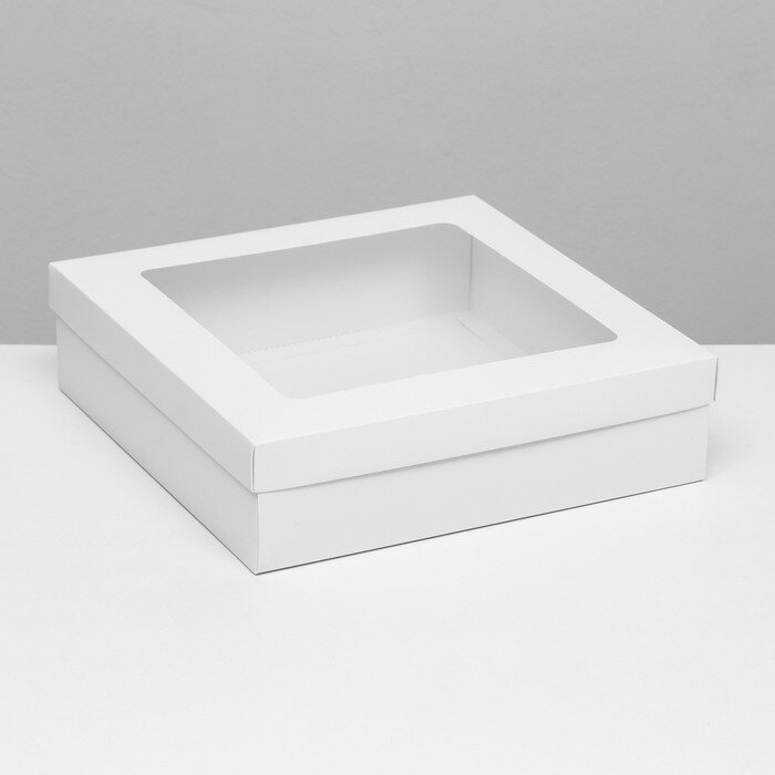Коробка подарочная складная, упаковка, крышка-дно, с окном, белая, 30×30×8 см