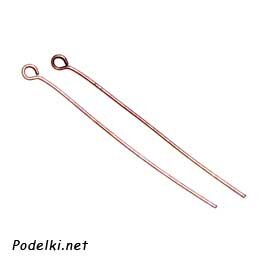 Фурнитура для бижутерии Пин с петлей 0001211 медный цвет 50 мм, цена за 100 шт.