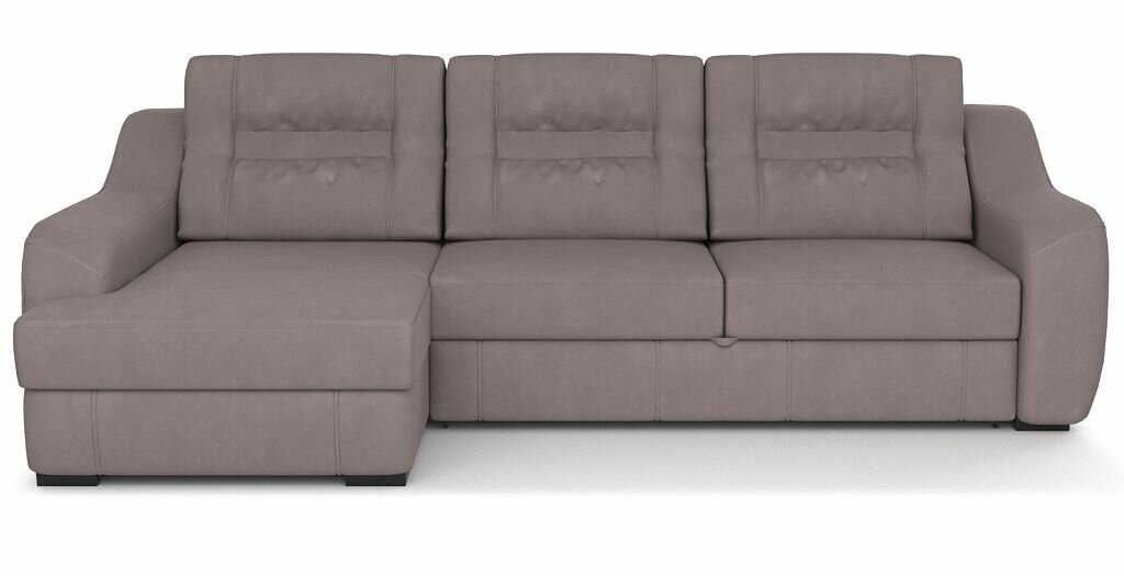 Угловой диван-кровать, раскладной, высоковыкатной, PUSHE Ройс, левый угол, коричневый Formula 290