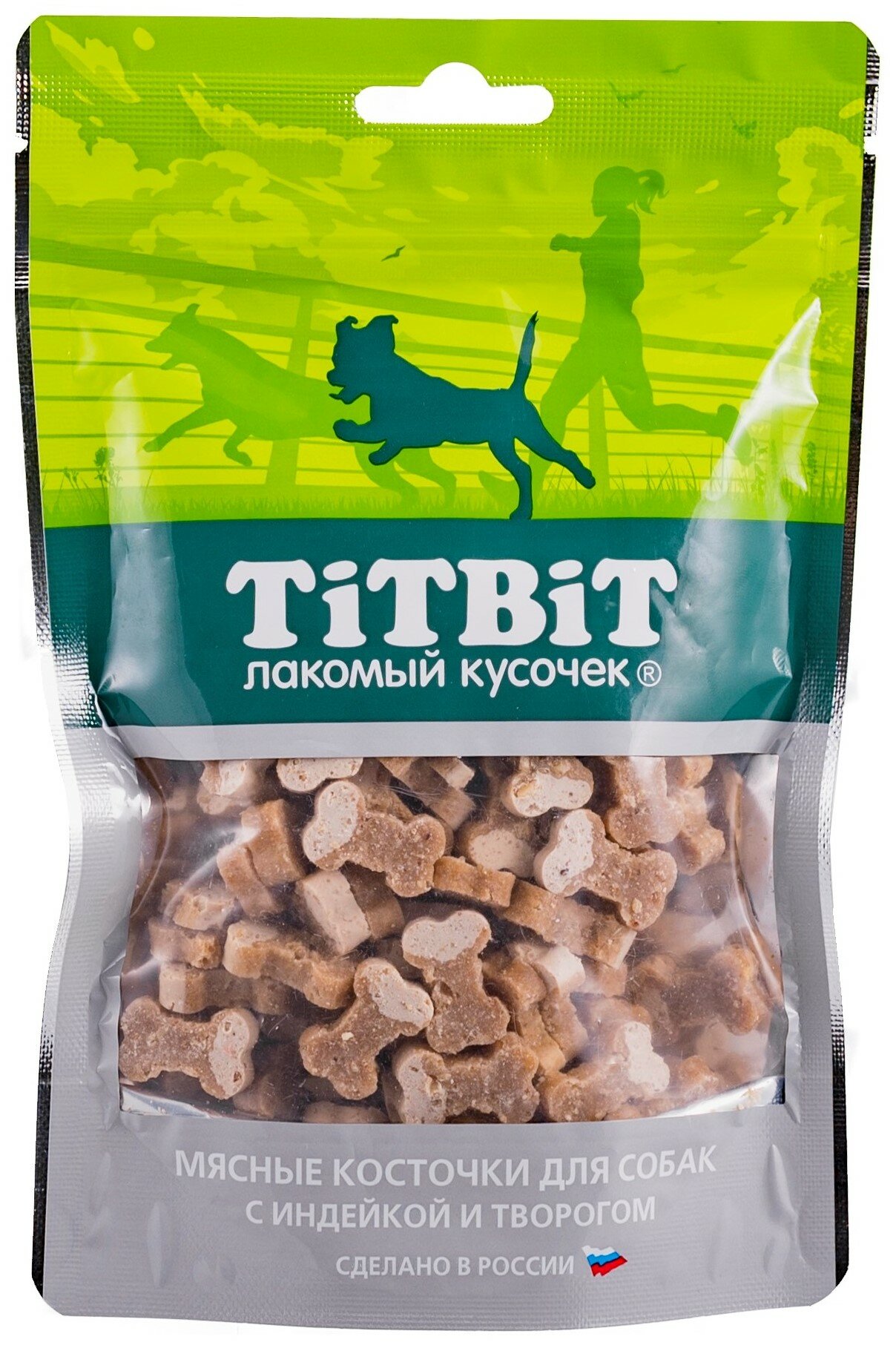 Лакомство TiTBiT Косточки мясные с индейкой и творогом для собак (145 г)
