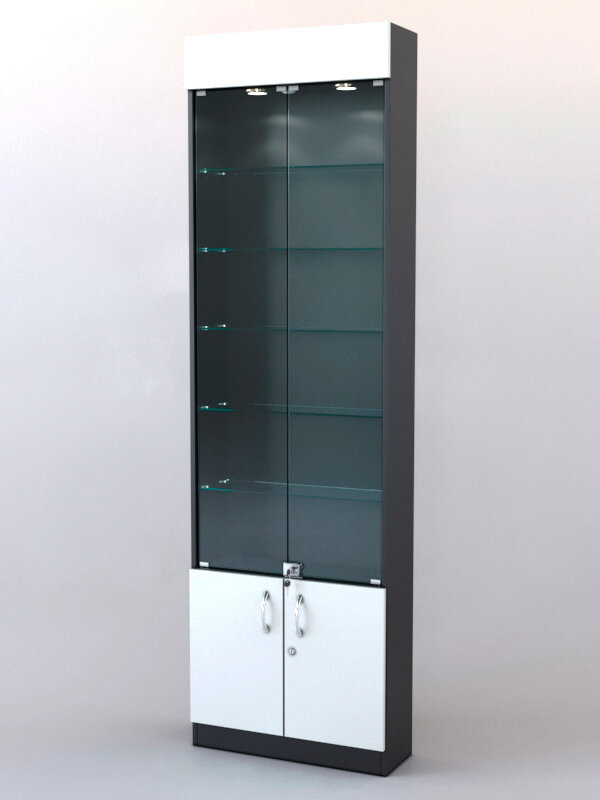 Витрина "шалость" №1-1-600 (задняя стенка ДВП), Черный + Белый