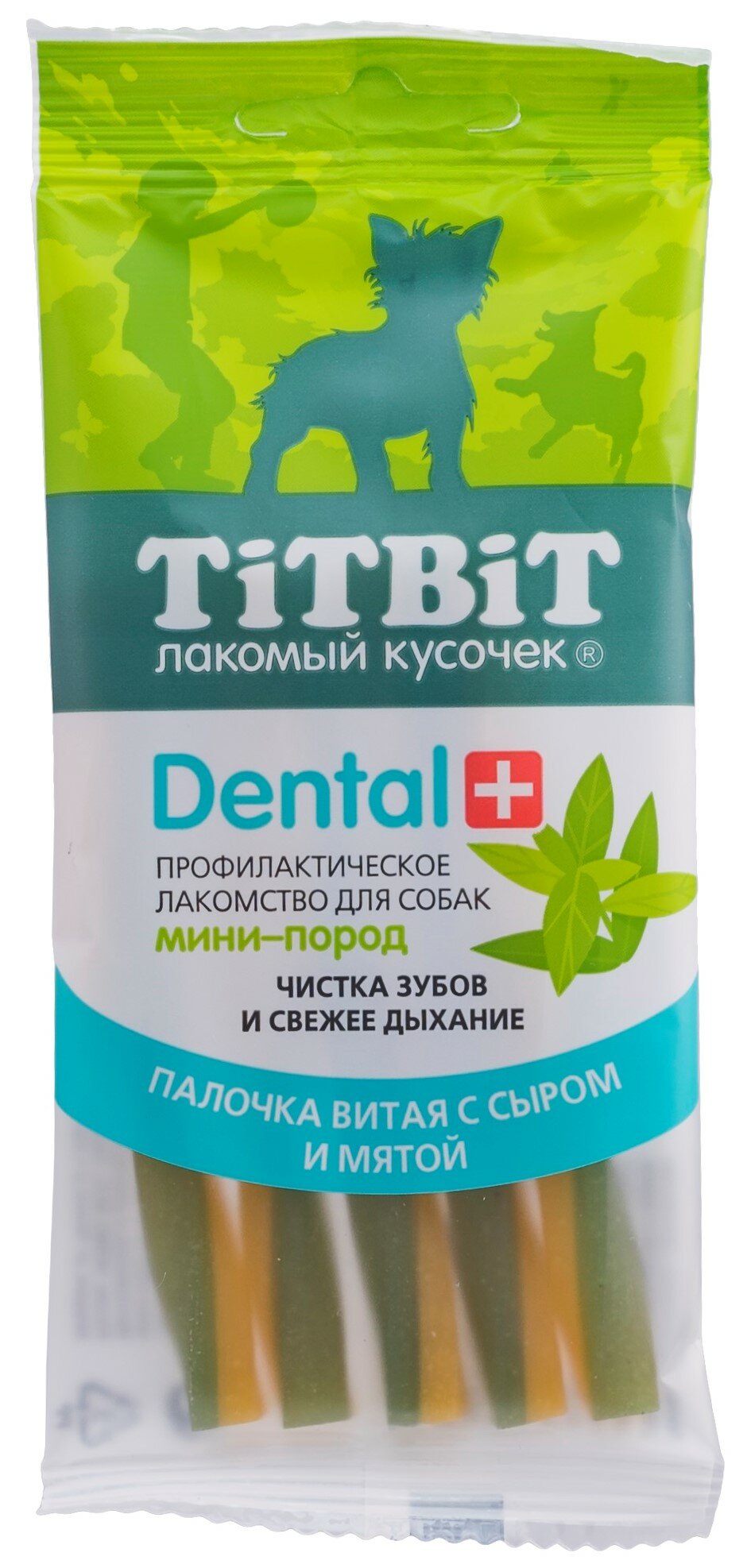 Лакомство TiTBiT DENTAL+ палочка витая с сыром и мятой для собак миниатюрных пород (40 г)