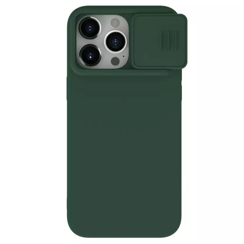 Nillkin для iPhone 15 Pro Max чехол CamShield Silky Magnetic Silicone Mist Green