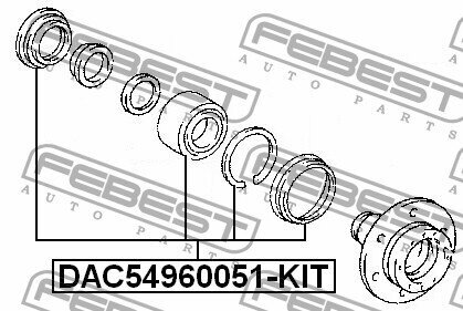 Подшипник ступичный передний 54X96X37X51 ремкомплект DAC54960051KIT, DAC54960051KIT FEBEST DAC54960051-KIT
