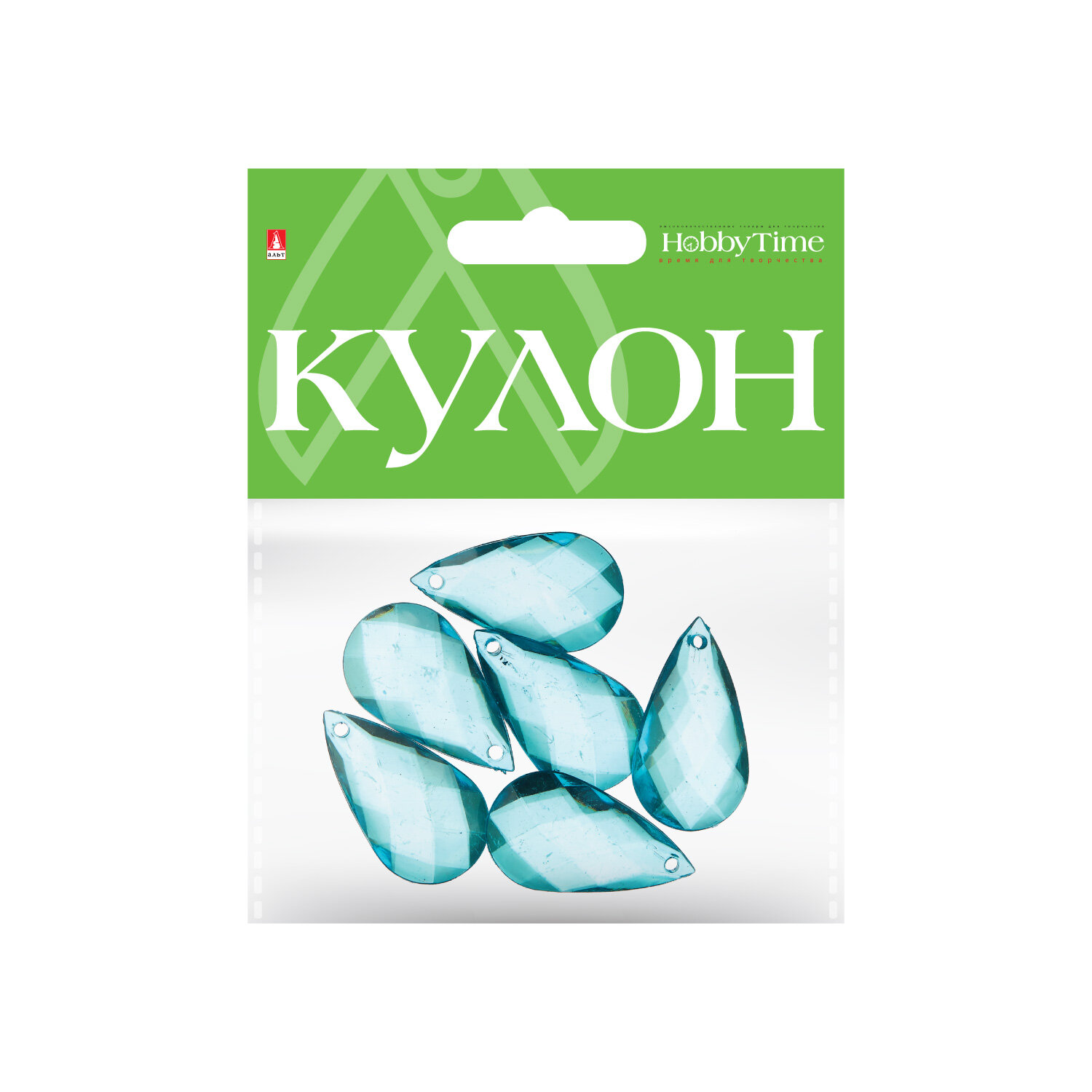 Кулон полупрозрачный "капля" 9Х18Х35 ММ, 5 ЦВ, Арт. 2-586