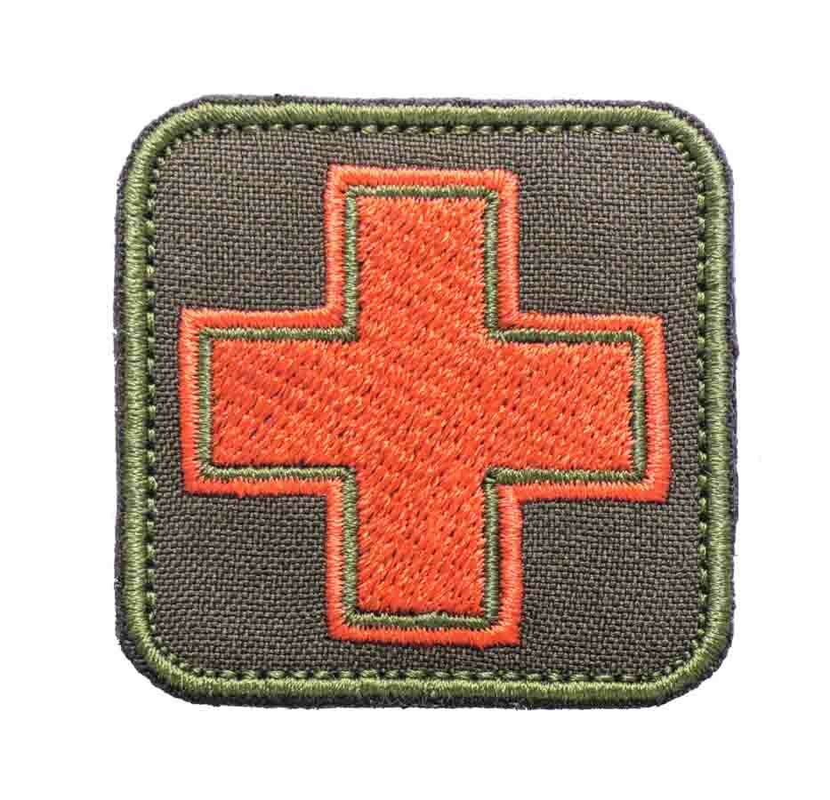 Шеврон на липучке Strike "Красный крест медика" 5см, олива