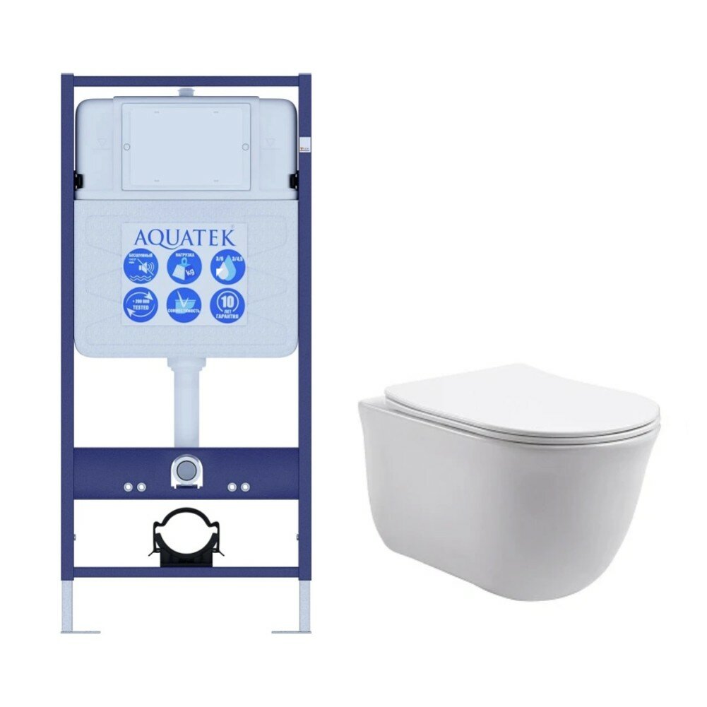 Унитаз с инсталляцией Set Aquatek Классик Cm, с кнопкой в комплекте