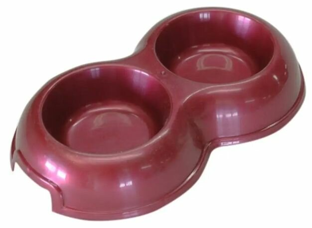 HOMEPET Миска двойная для животных, красный перламутр, 2 х 200 мл