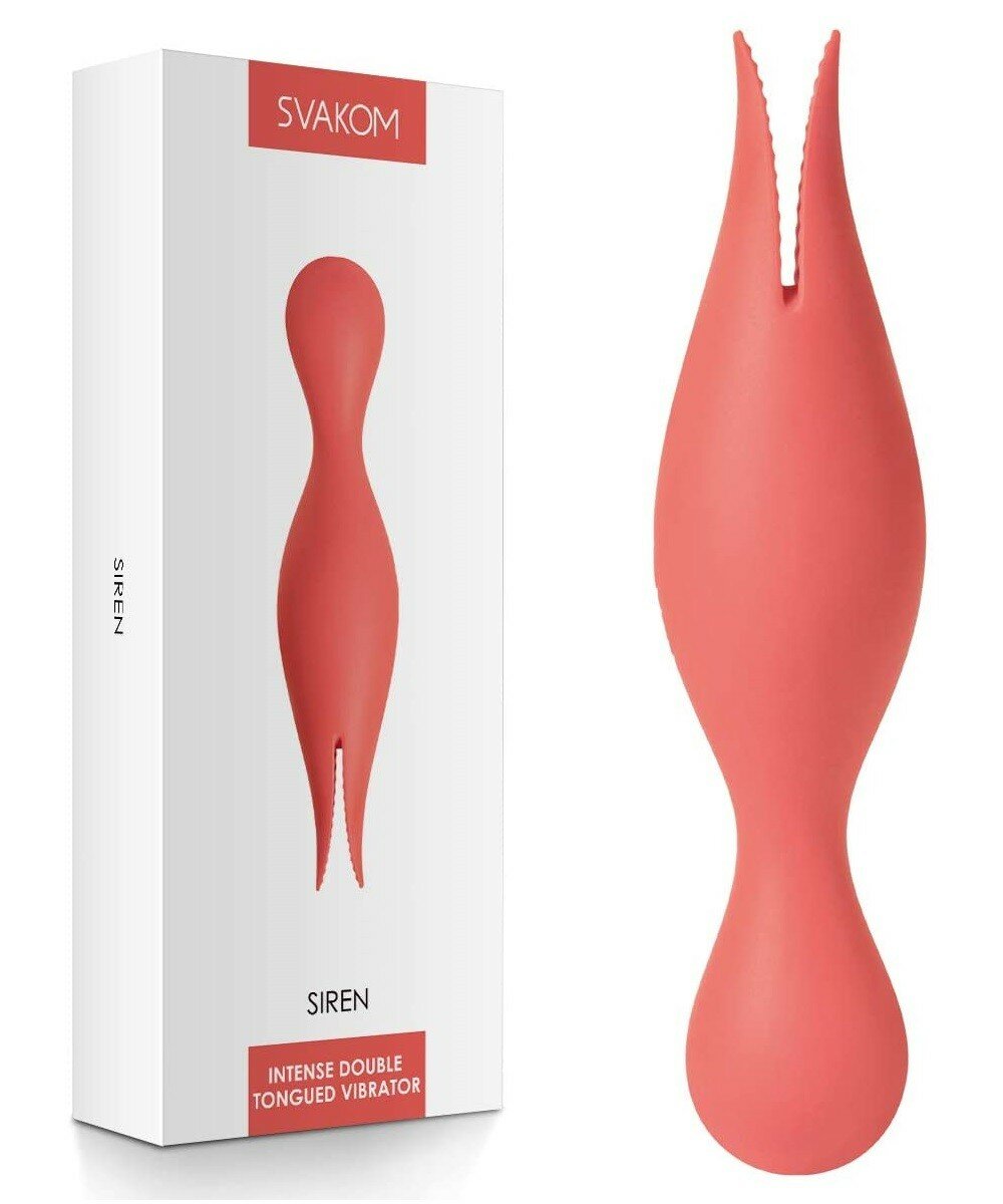 Интенсивный раздвоенный вибромассажер Siren Coral коралловая Сирена