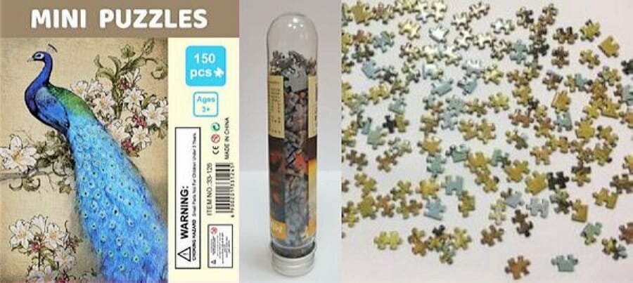 ПазлыВКолбе 150 деталей. Яркий павлин MINI PUZZLES (10*15 см) 33-126, (YIWU XINSHIXIAN ARTS AND CRAFTS C