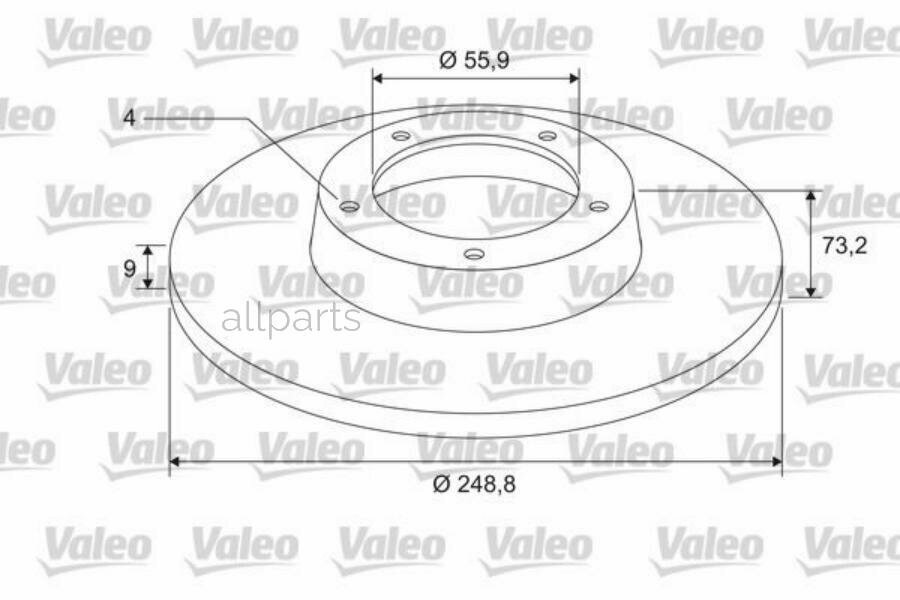 VALEO 675412 Диск тормозной CITROEN C4 04-/PEUGEOT 308 07- зад x1