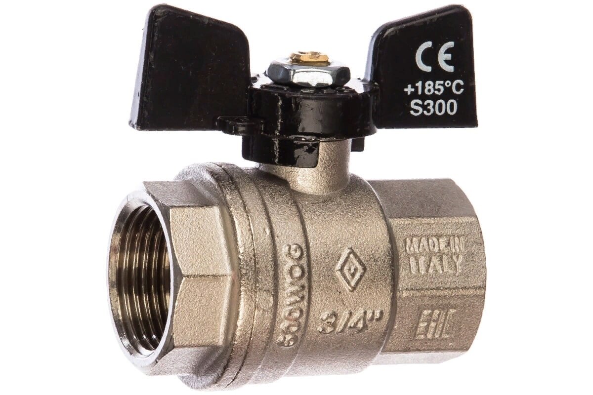 Кран шаровый Bugatti Oregon 3/4", внутренняя резьба, бабочка 03020067