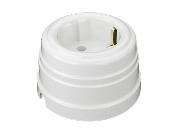 Ретро розетка МезонинЪ пластик 30301/01 с з/к белая