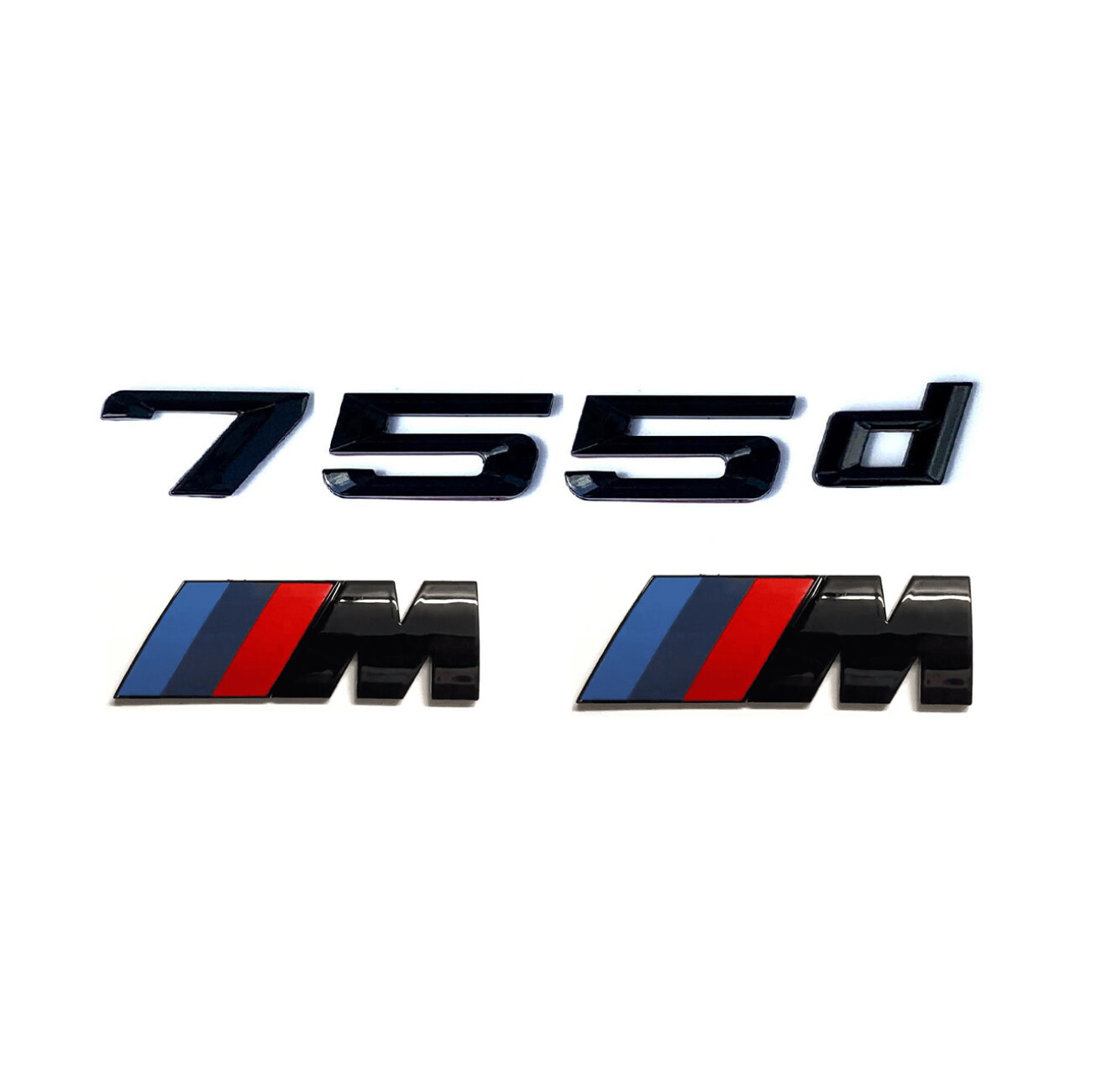Комплект: шильдик на багажник 755 d для BMW 7 ой серии + 2 эмблемы на крыло M-performance черный мат