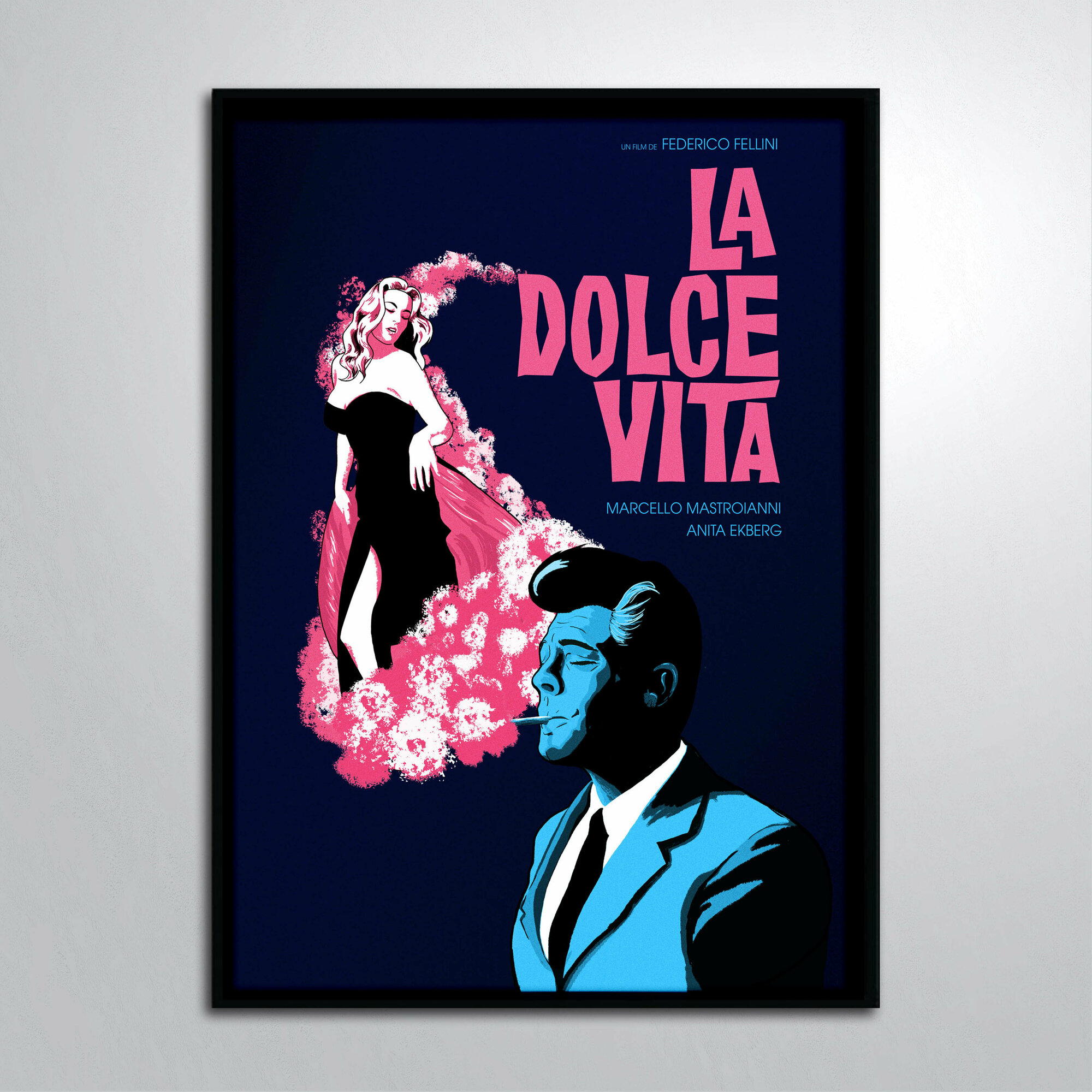 Постер без рамы/Сладкая жизнь Феллини Марчелло Мастроянни Анита Экберг Арт Картина La dolce vita
