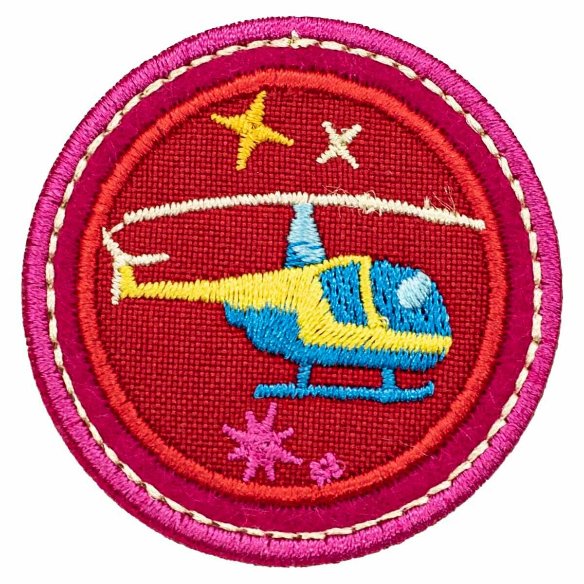 Термоаппликация на одежду Hobby&Pro 'Вертолет на красном фоне', 4.7*4.7 см