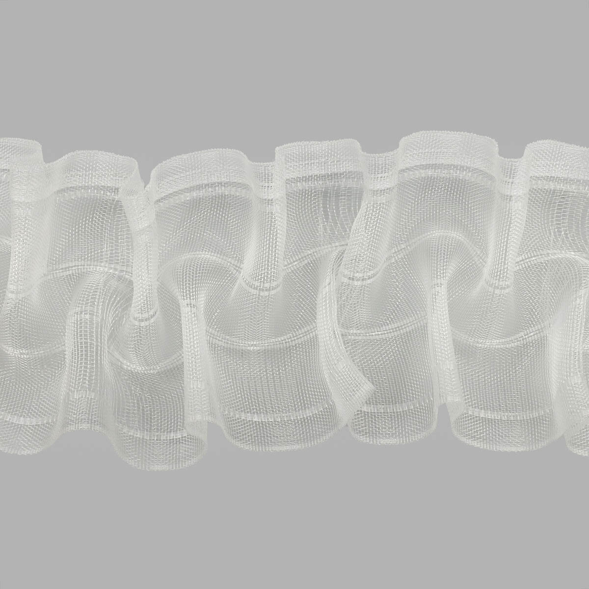Шторная лента с петлями для крючков и трубы 10см*50м 'Буфы', 2 ряда петель, 4 шнура, прозрачная, Caron Textil