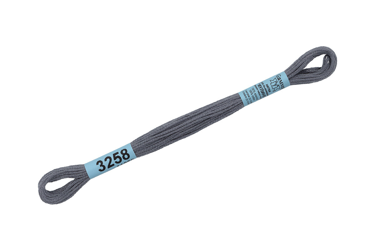Мулине GAMMA нитки для вышивания 8м. 3258 светло-серый, 1 штука.