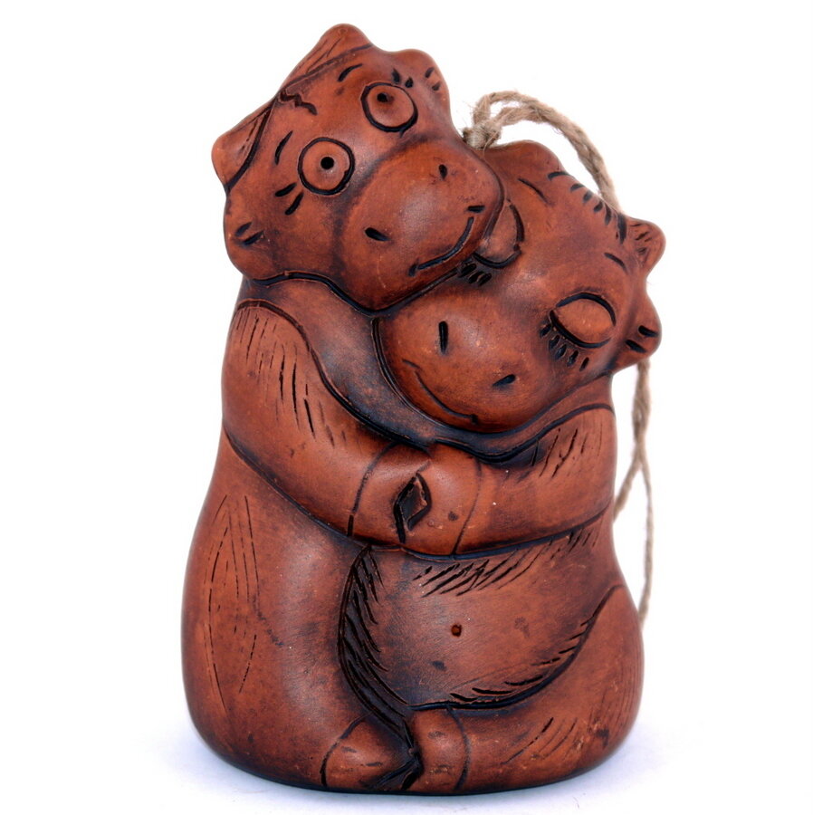 Сувенир керамический, Колокольчик "Коровы", ручная работа