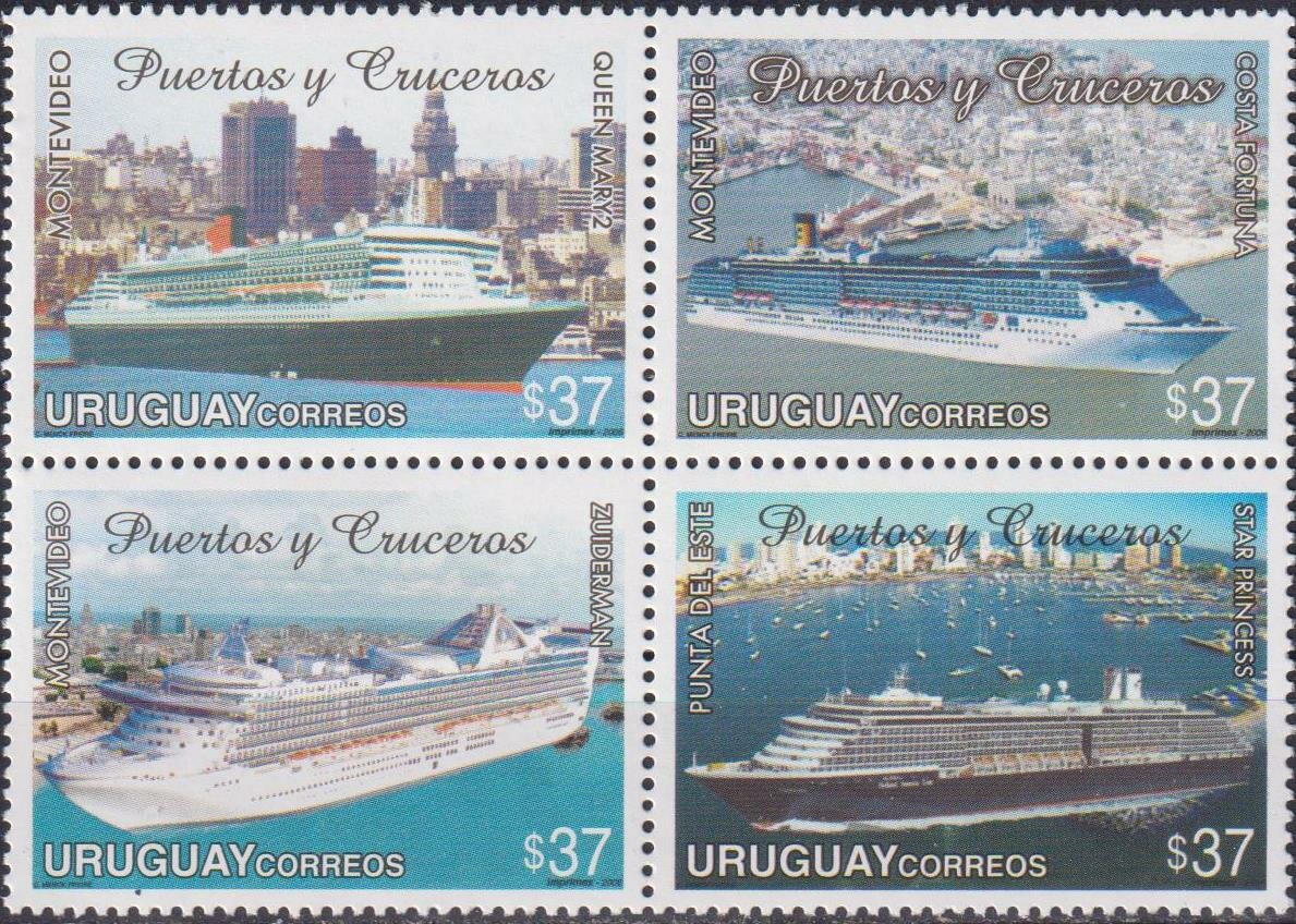 Почтовые марки Уругвай 2006г. "Гавань и круизные суда" Корабли MNH