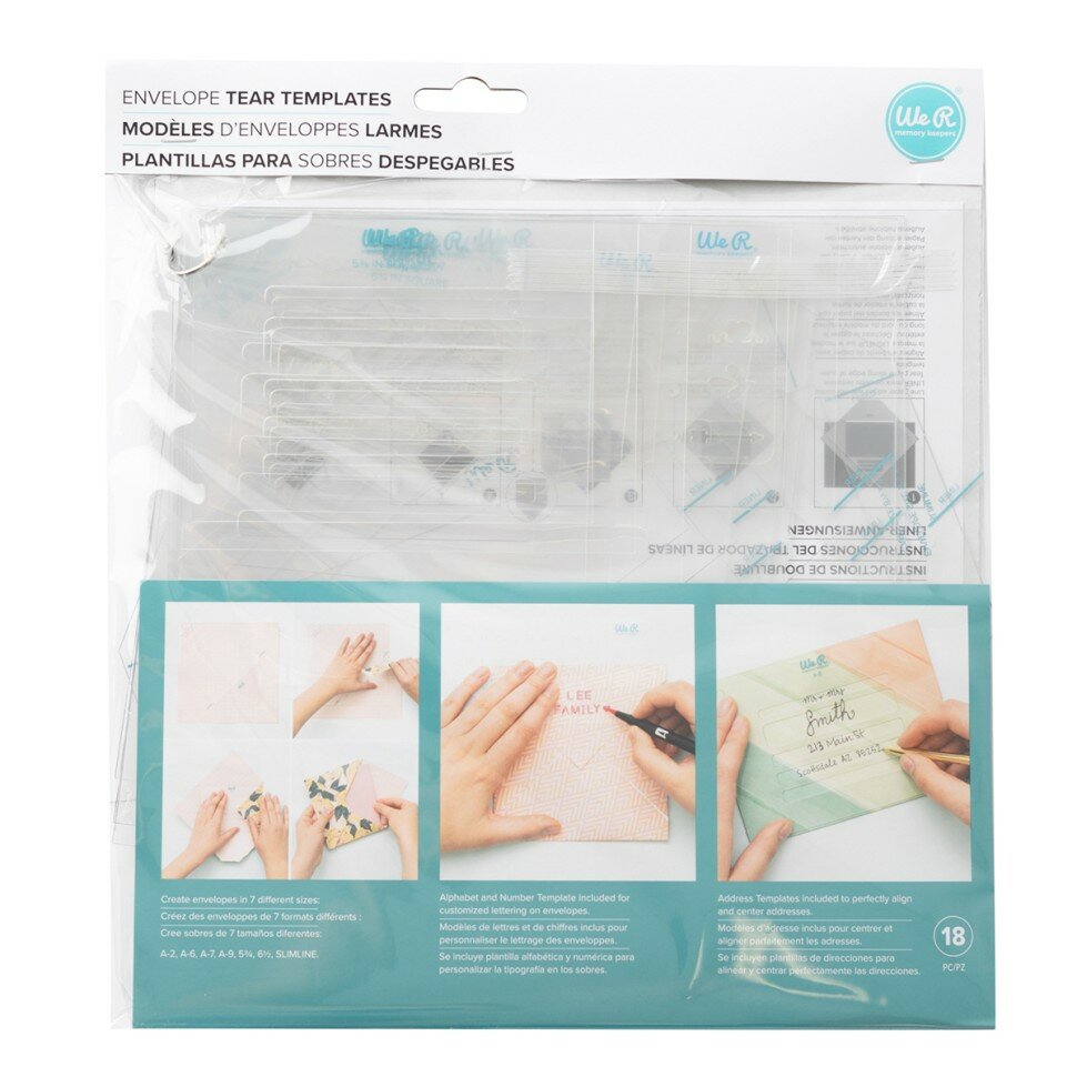 American Crafts 60000429 Набор шаблонов "Envelope Tear Guides" для изготовления конвертов, 33 х 35 см