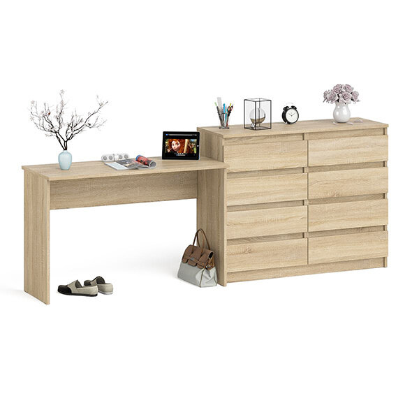 Стол письменный Мори МСП1200.1 + Комод МК1200.8, цвет дуб сонома