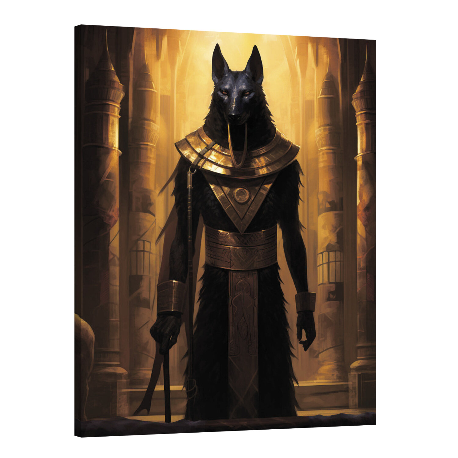 Интерьерная картина 50х70 "Анубис: хранитель тайн мистического мира"