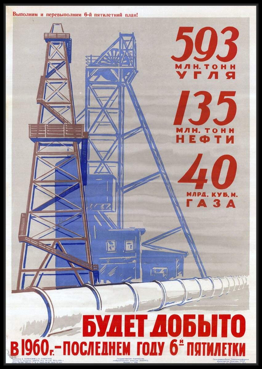 Советский плакат топливная промышленность в целом; Антиквариат 1956 г; Декор настенный винтажный 41/57 см.