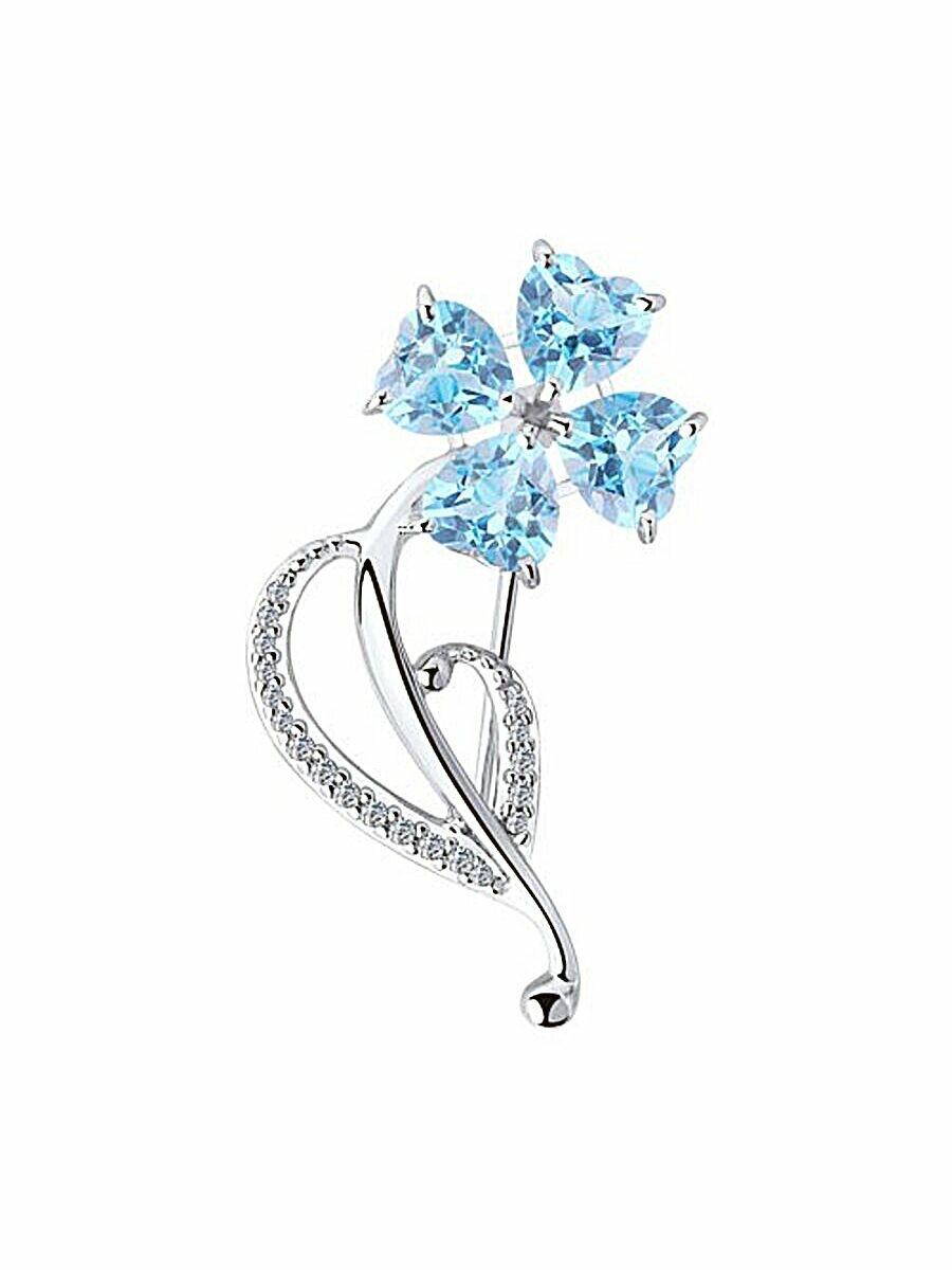 Брошь, серебро, 925 проба, родирование, топаз