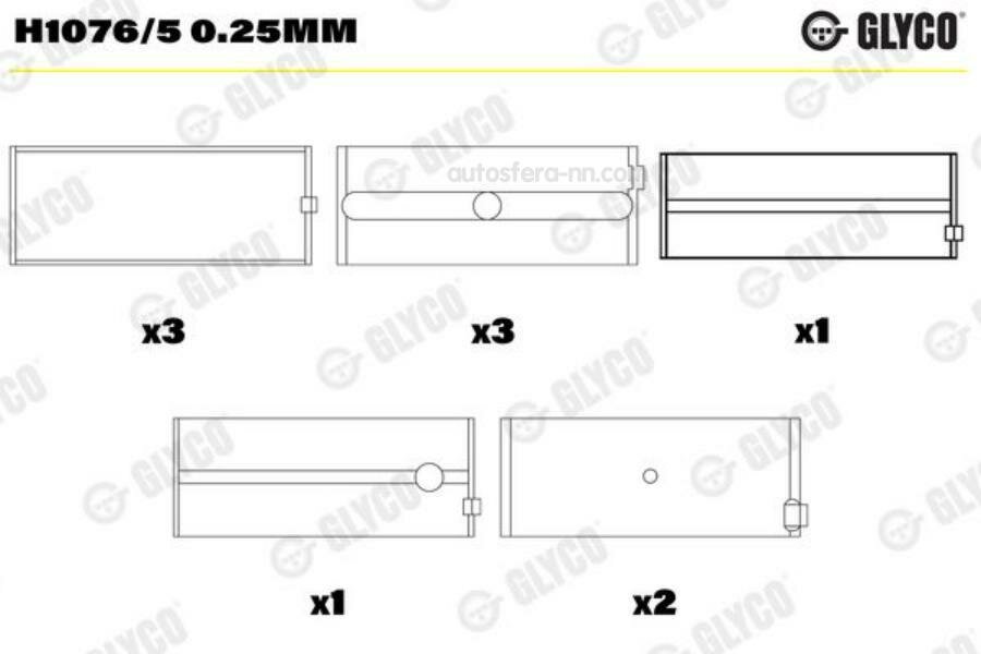 GLYCO H10765025MM Вкладыши ДВС коренные (к-т) Ford Transit 2.5D, TD 83-